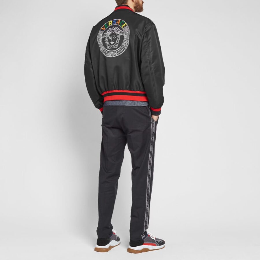 Versace Medusa Head Varsity Bomber Jacket 'Black & Red' | MRSORTED
