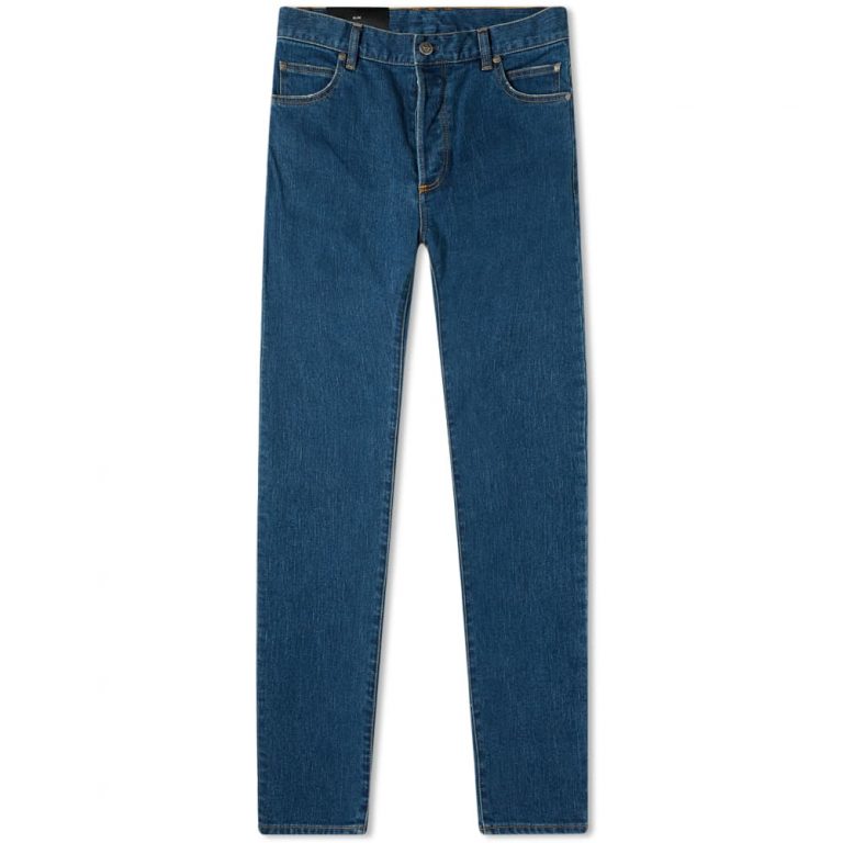 Balmain Monogram Embossed Pocket Slim Jeans 'Blue' | MRSORTED