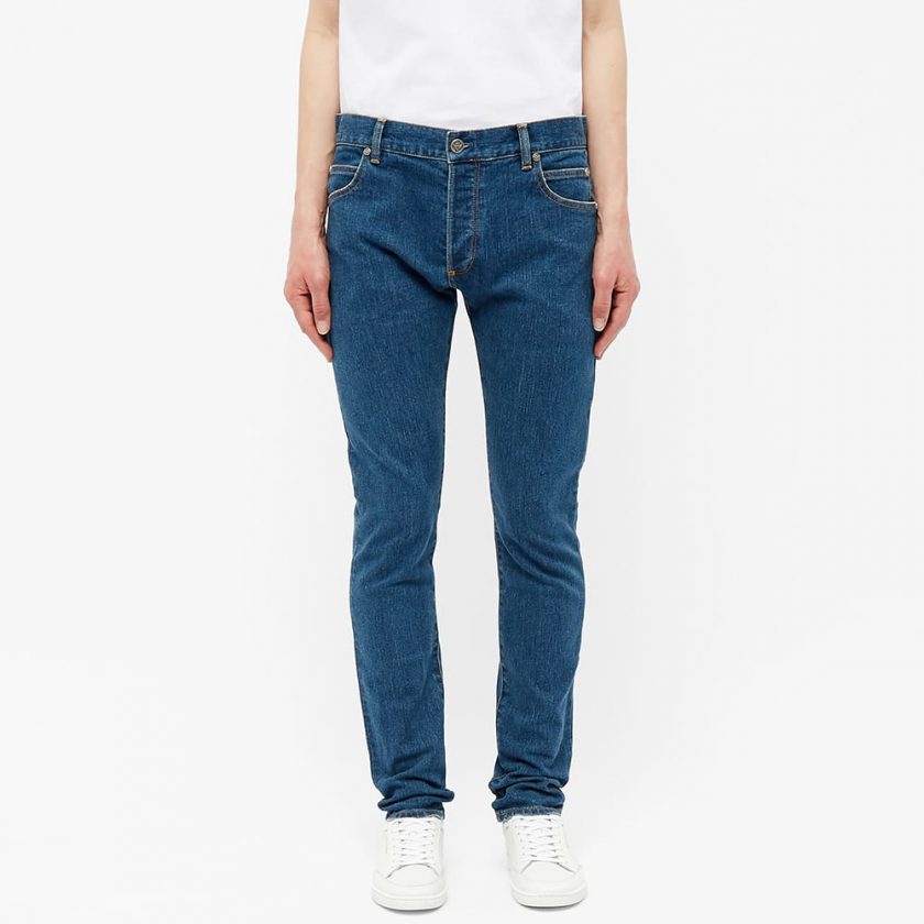 Balmain Monogram Embossed Pocket Slim Jeans 'Blue' | MRSORTED